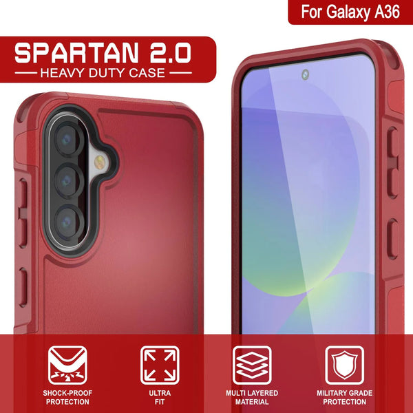 PunkCase Galaxy A36 Case, [Spartan 2.0 Series] Clear Rugged Heavy Duty ...